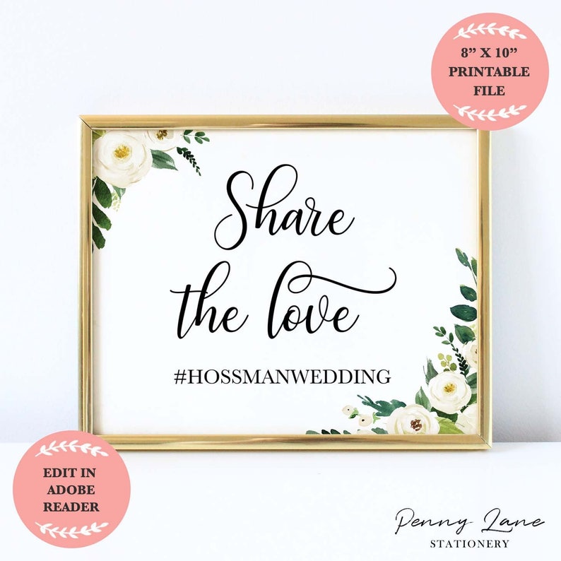 EDITABLE PDF Share the Love Social Media Table Sign 8 X - Etsy