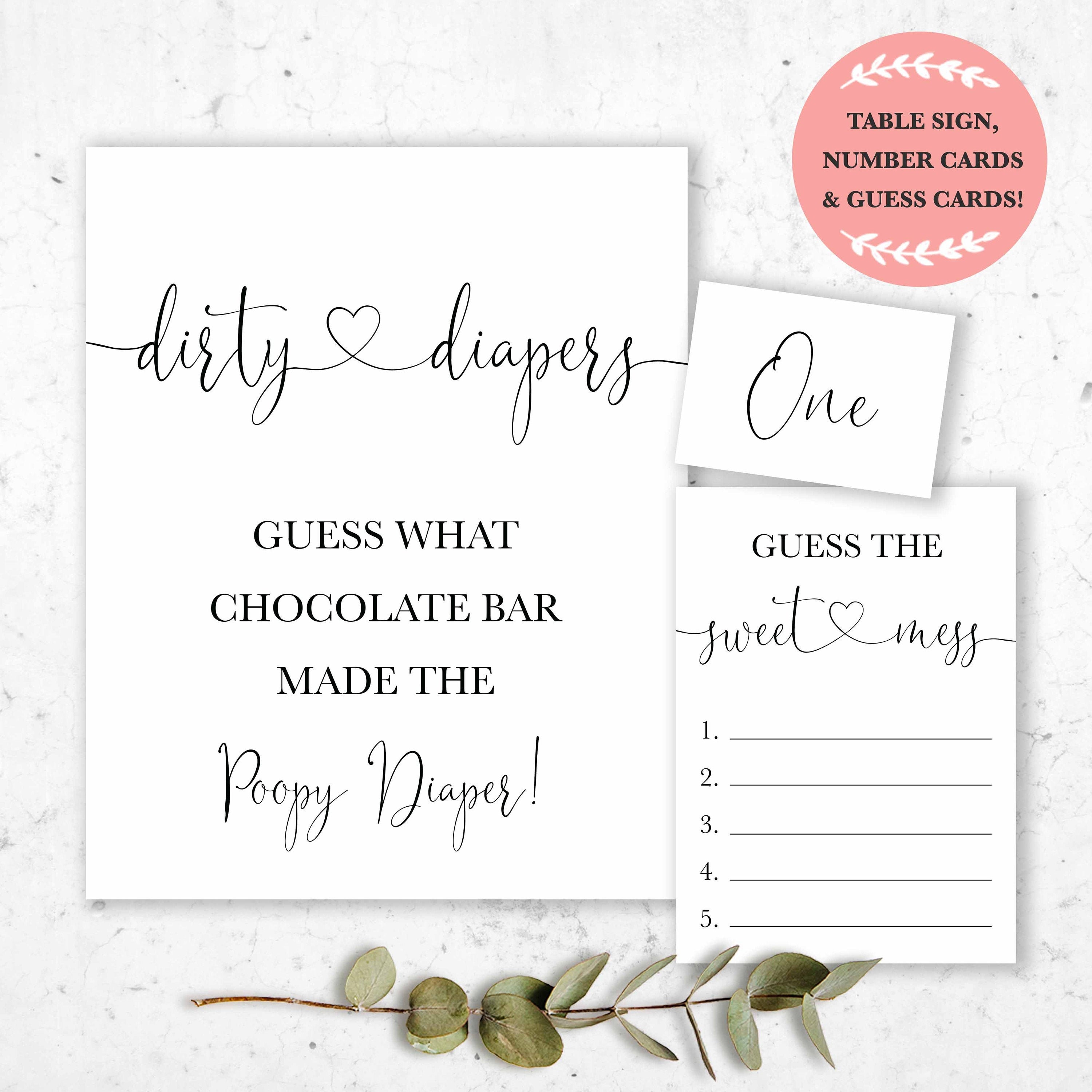 Dirty Diaper Sign Baby Shower Chocolate Game Chocolate Poo - Etsy