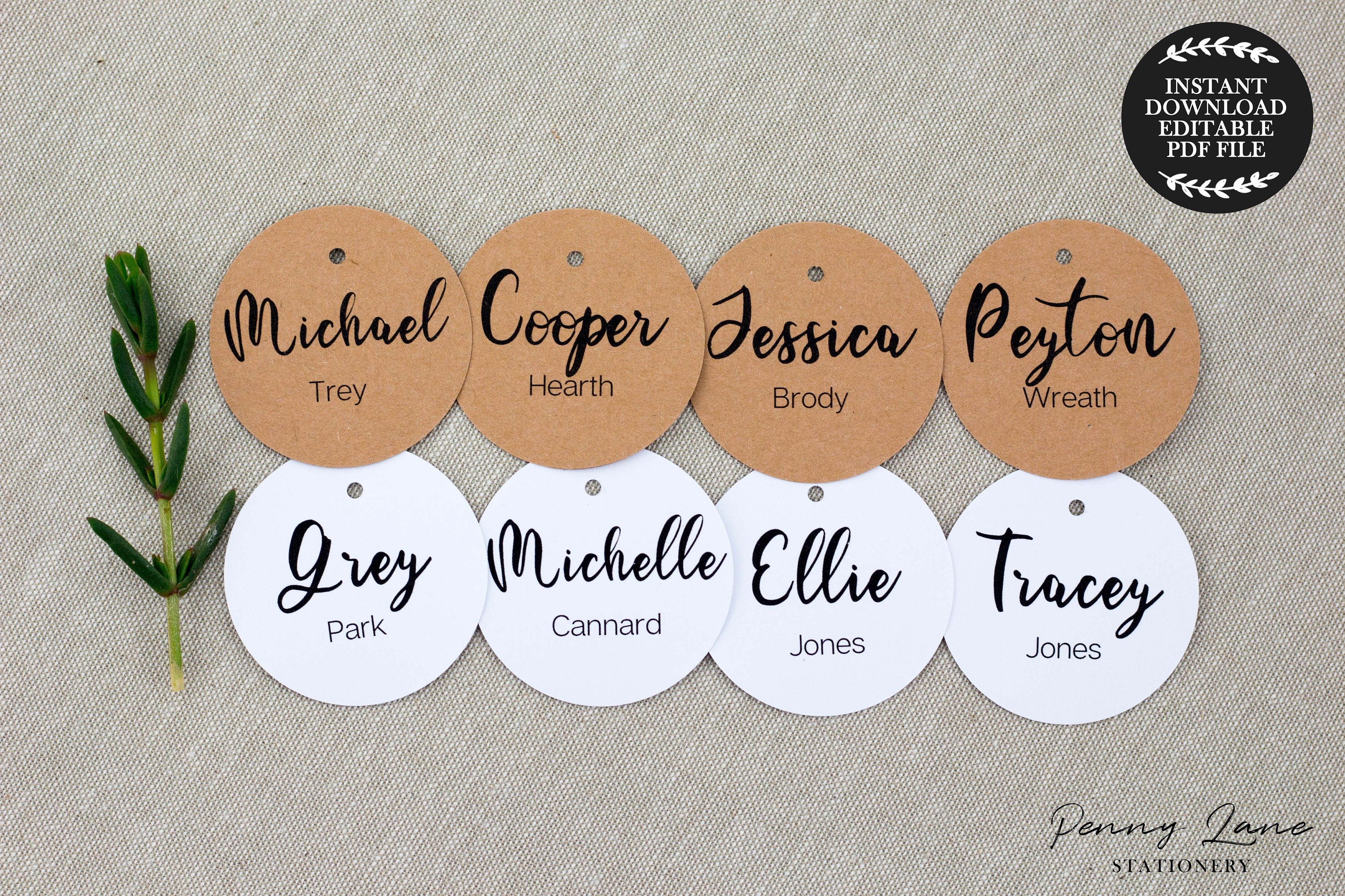 EDITABLE PDF Rustic Wedding Menu Modern Simple Name Tags | Etsy