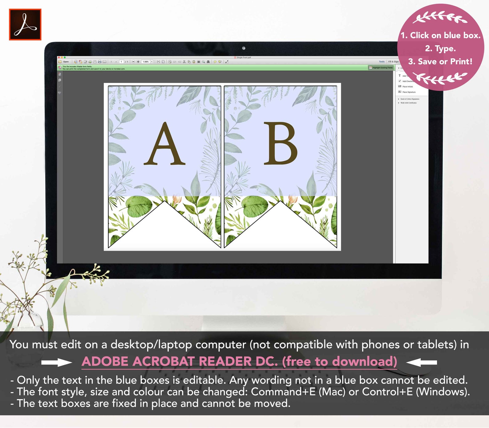 EDITABLE PDF, Woodland Flag Banner, Bunting Banner, Wild One ...