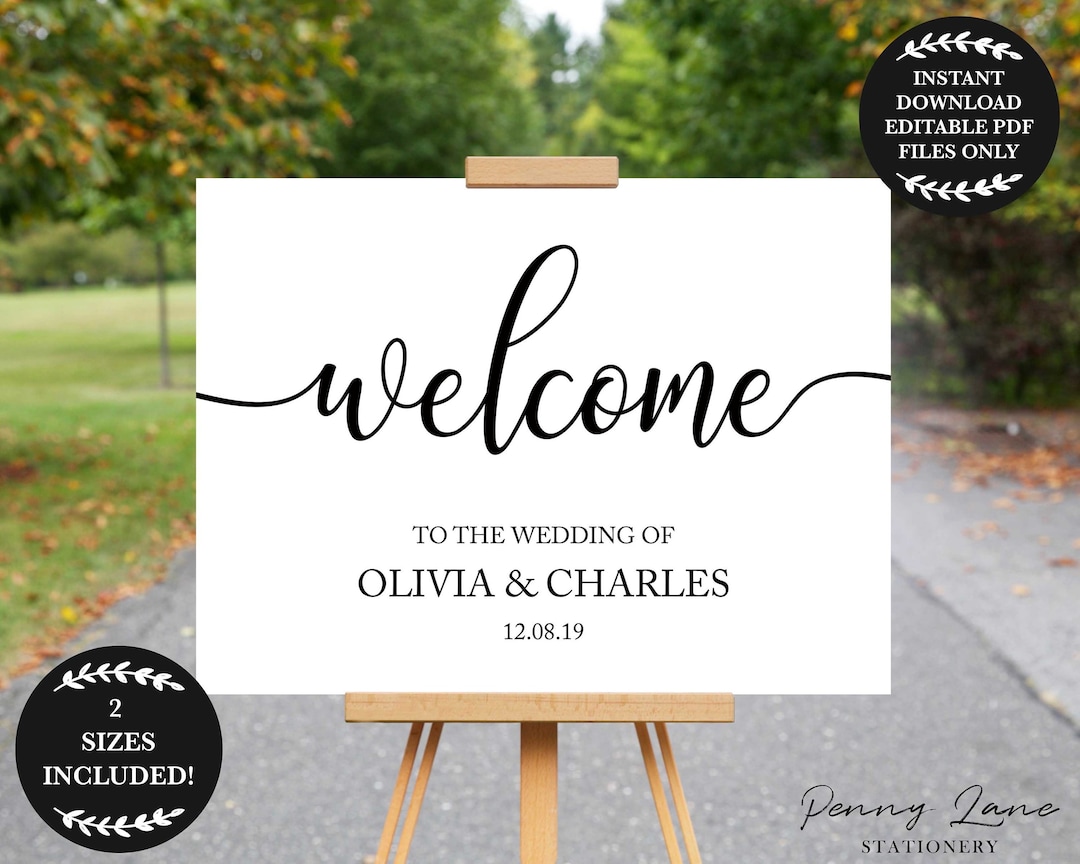 EDITABLE PDF, Printable White Welcome Sign, Welcome Board, Welcome ...