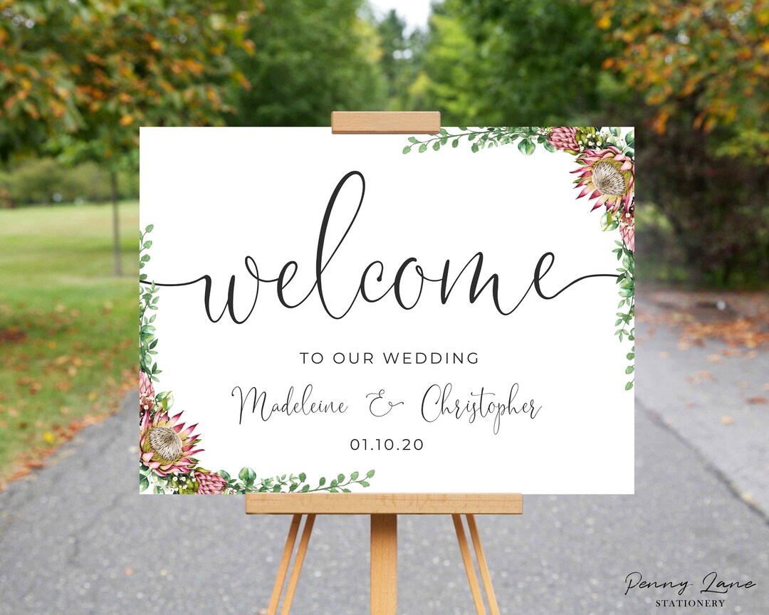 Protea Wedding Welcome Sign, Australian Native Flowers, Welcome Poster ...