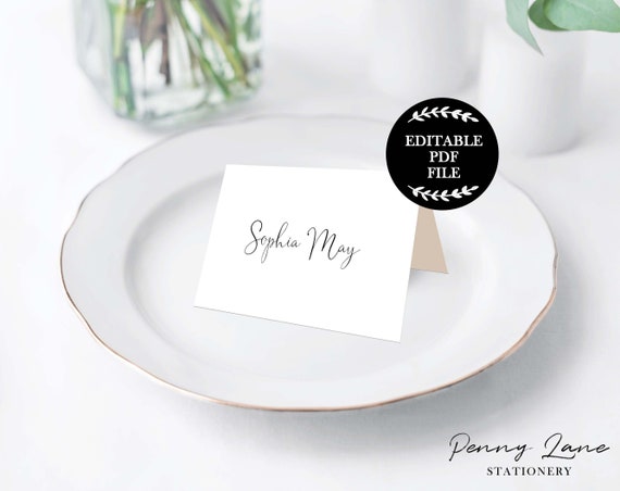 EDITABLE PDF, Folded Name Cards, Printable Wedding Name Place Cards ...