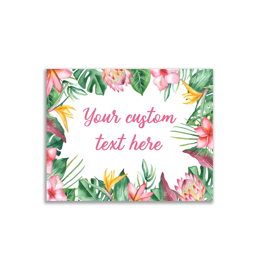 EDITABLE PDF, Pink Tropical Birthday Sign, Signage, Custom, Table Decor ...