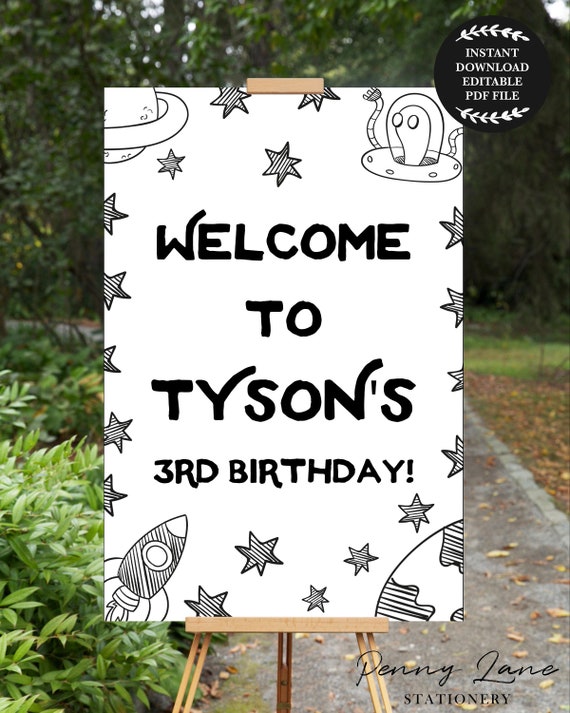 EDITABLE PDF FILE, Outer Space Welcome Sign, Spaceman Welcome Poster ...