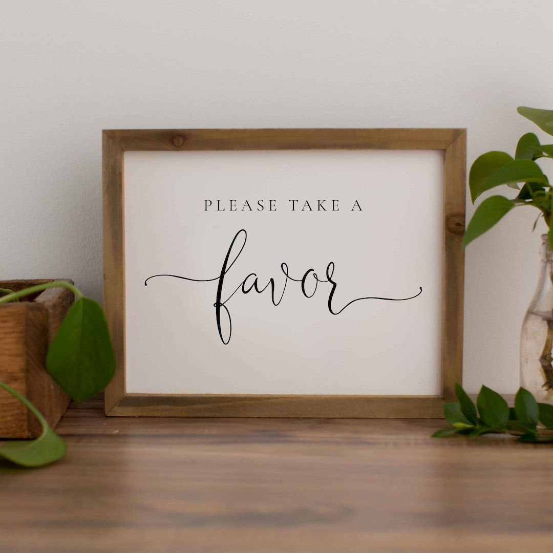 Baby Shower Favour Sign, Please Take a Favor, Minimalist, Heart Swashes ...