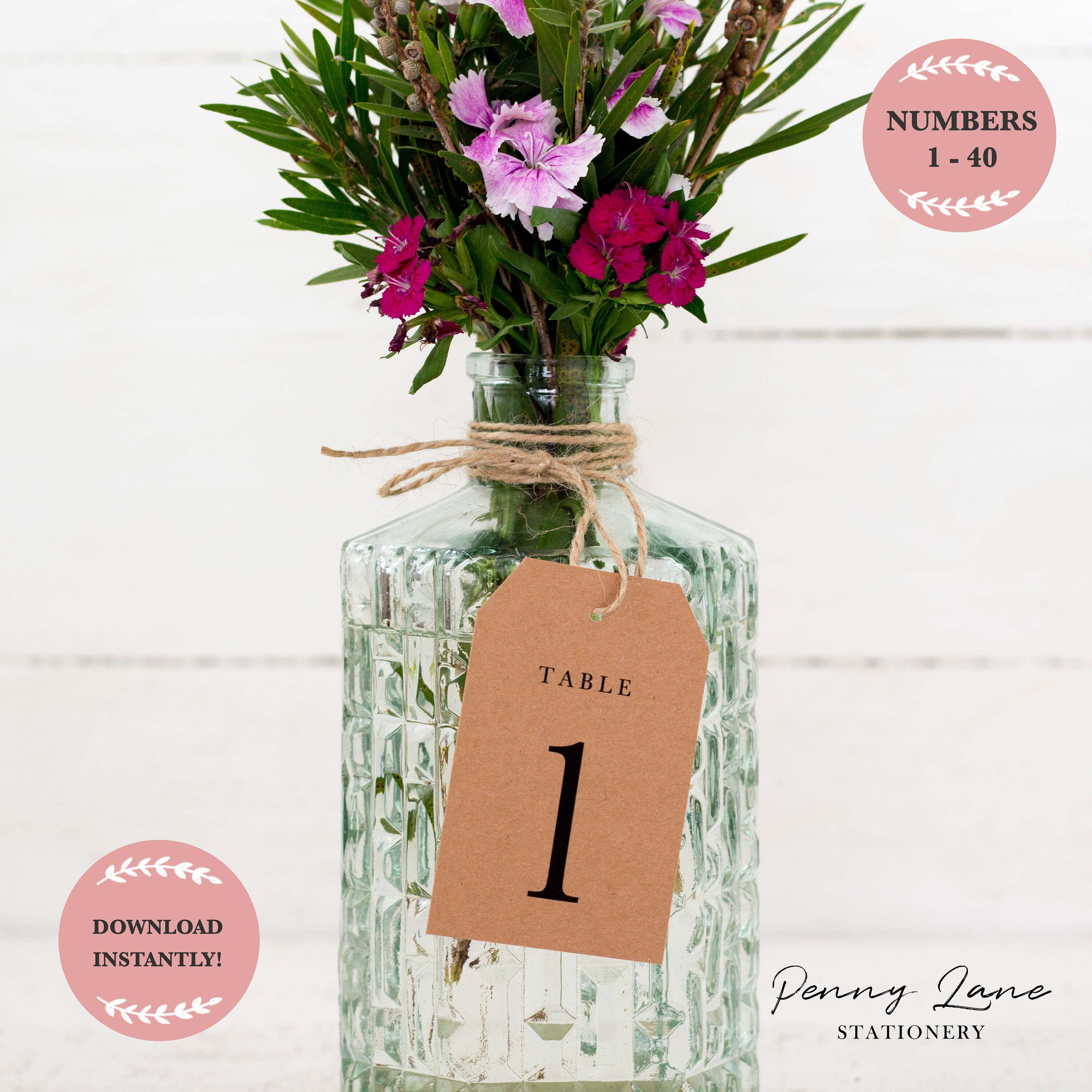 Instant Download Bottle Number Tags Wedding Table Numbers | Etsy