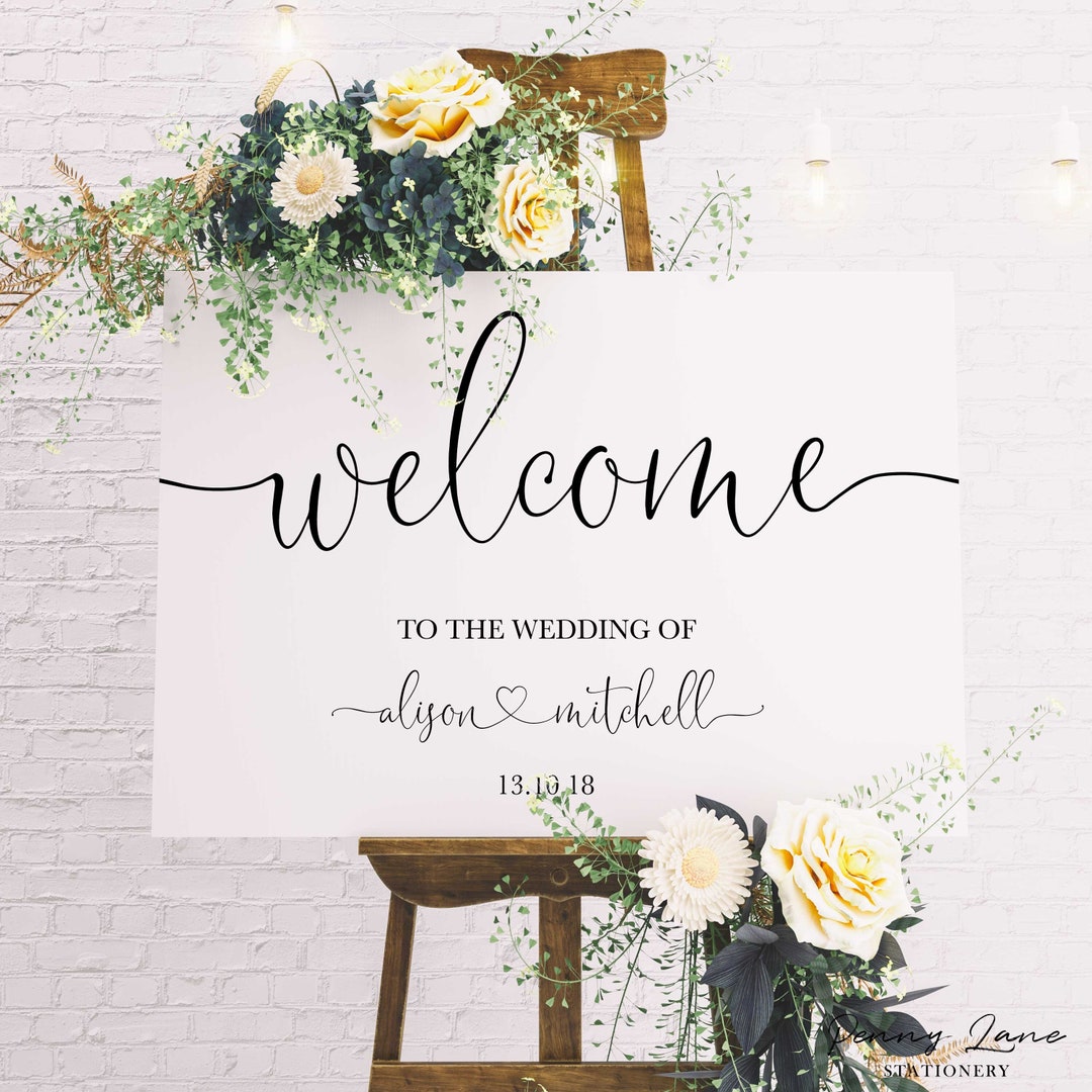 Heart, Swashes, Wedding Welcome Sign, Welcome Poster, Wedding Print ...