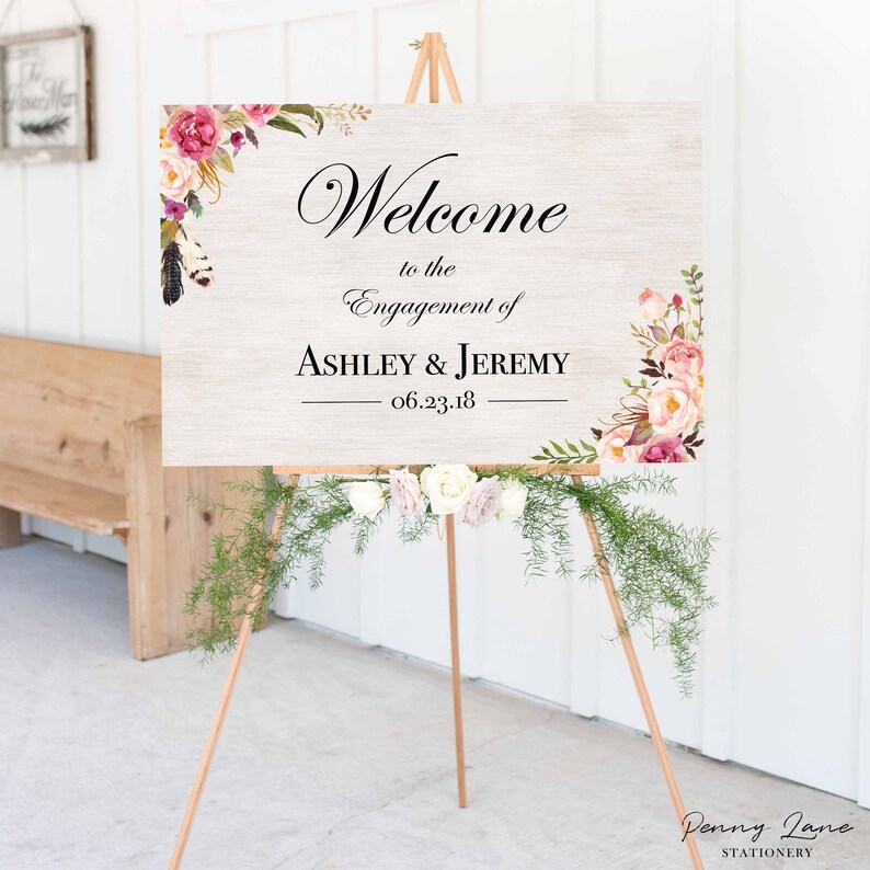EDITABLE PDF Boho Welcome Sign Engagement Poster Entrance | Etsy Canada
