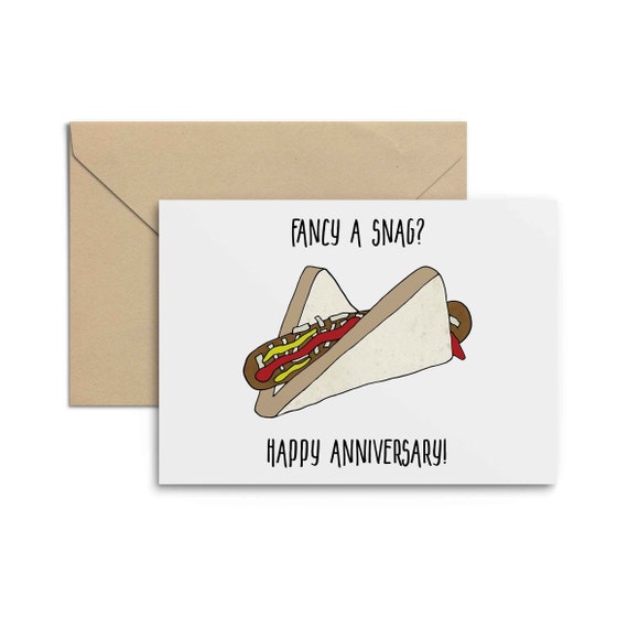 Fancy a Snag, Sausage, Snagged, Anniversary Card, Australian, Aussie ...