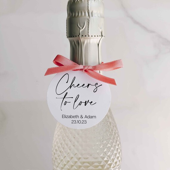 Editable PDF, Cheers to Love Wedding Favor Tag, Mini Champagne Favour, Alcohol Bottle, Classic ...
