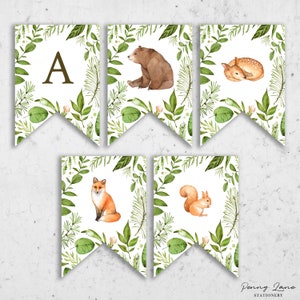 EDITABLE PDF, Woodland Flag Banner, Bunting Banner, Wild One ...