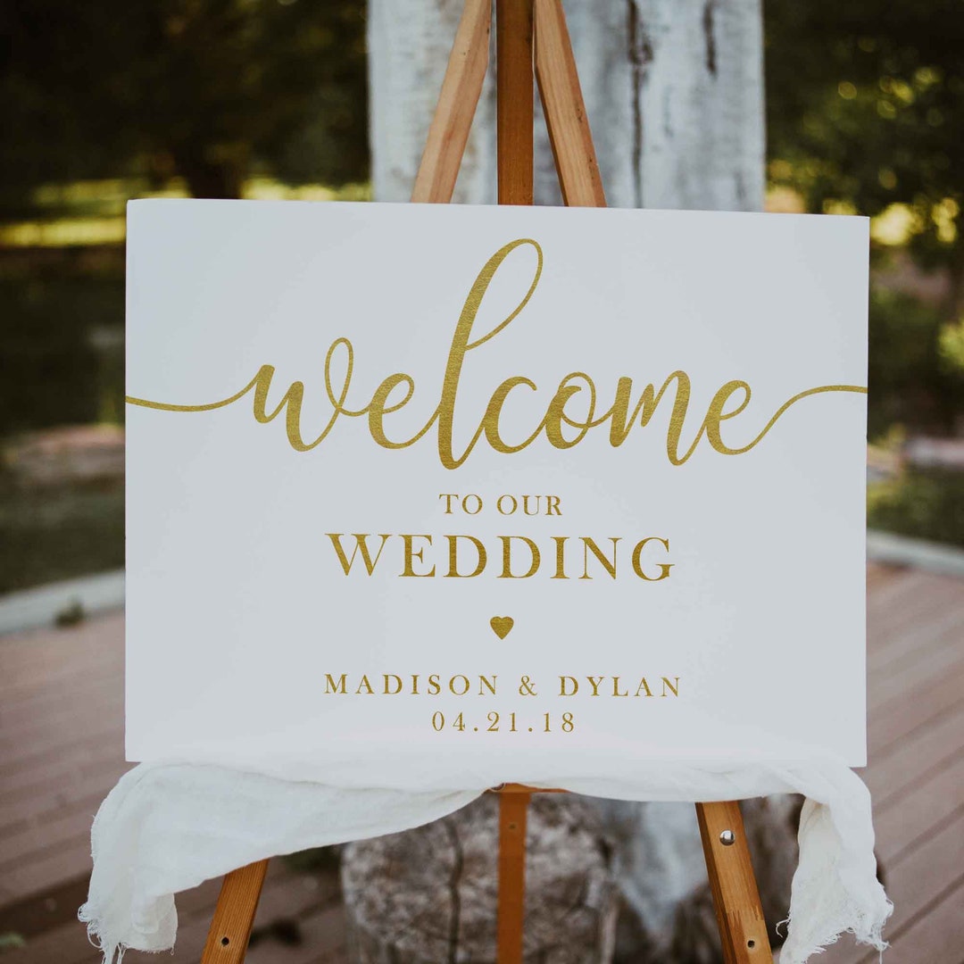 Welcome to Our Wedding Sign, Gold Wedding Welcome Sign, Wedding Welcome ...