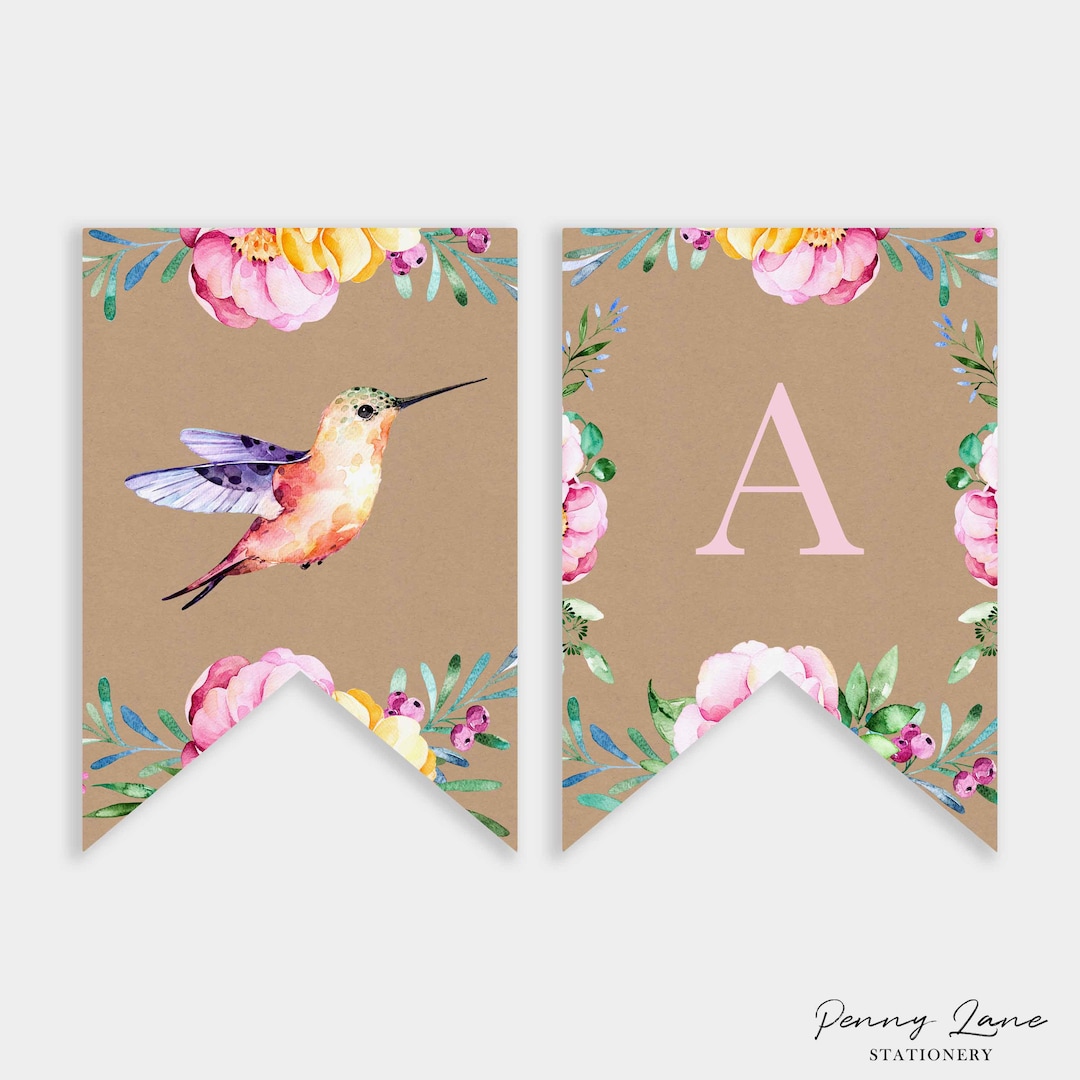 EDITABLE PDF, Hummingbird Flag Banner, Bunting Banner, Girls 1st ...