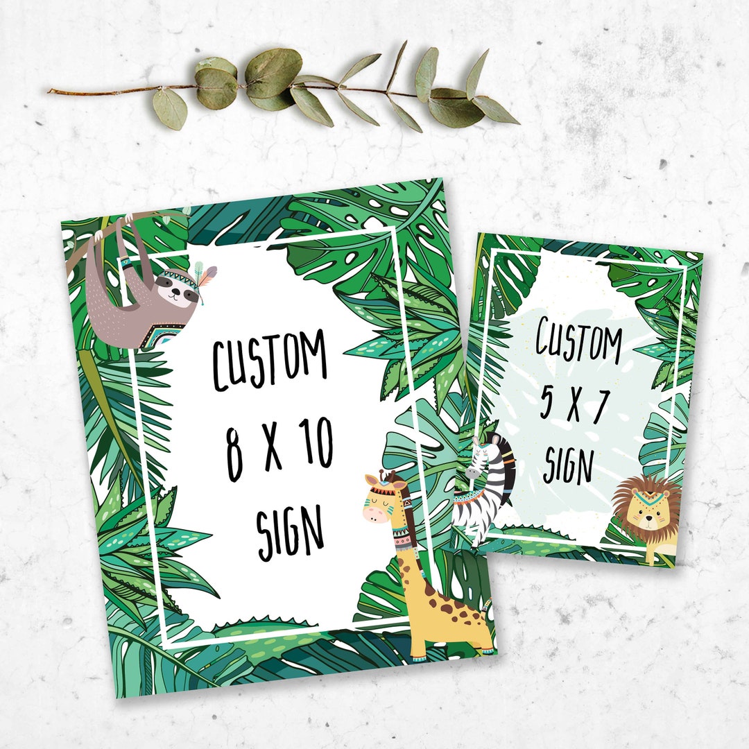 Editable PDF, Custom Safari Sign, Custom Party Signs, 5 X 7, 8 X 10 ...