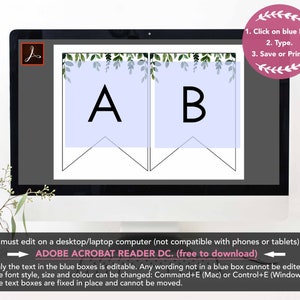 EDITABLE PDF Greenery Banner Baby Shower Flag Banner - Etsy Australia