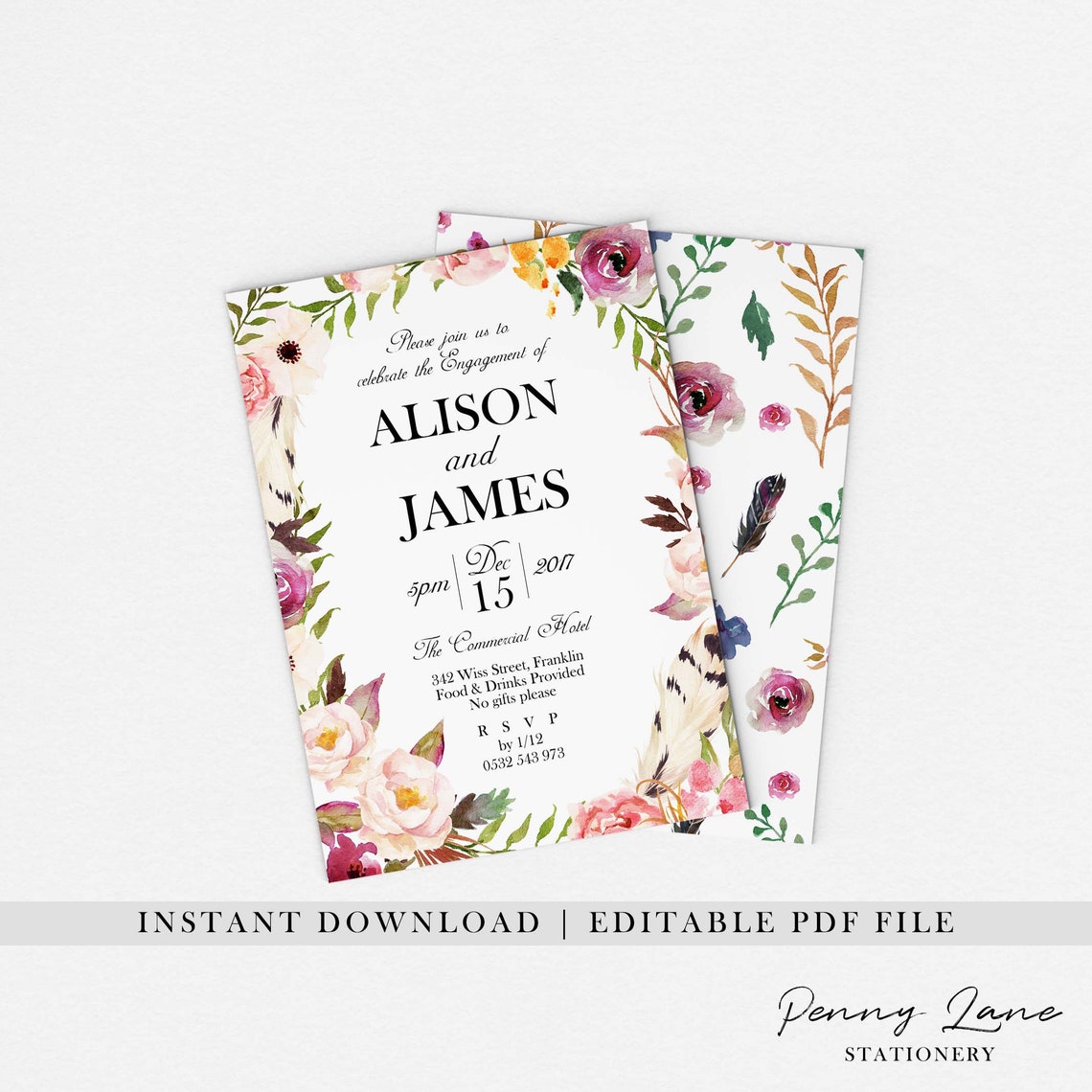 EDITABLE PDF Boho Welcome Sign Engagement Poster Entrance - Etsy