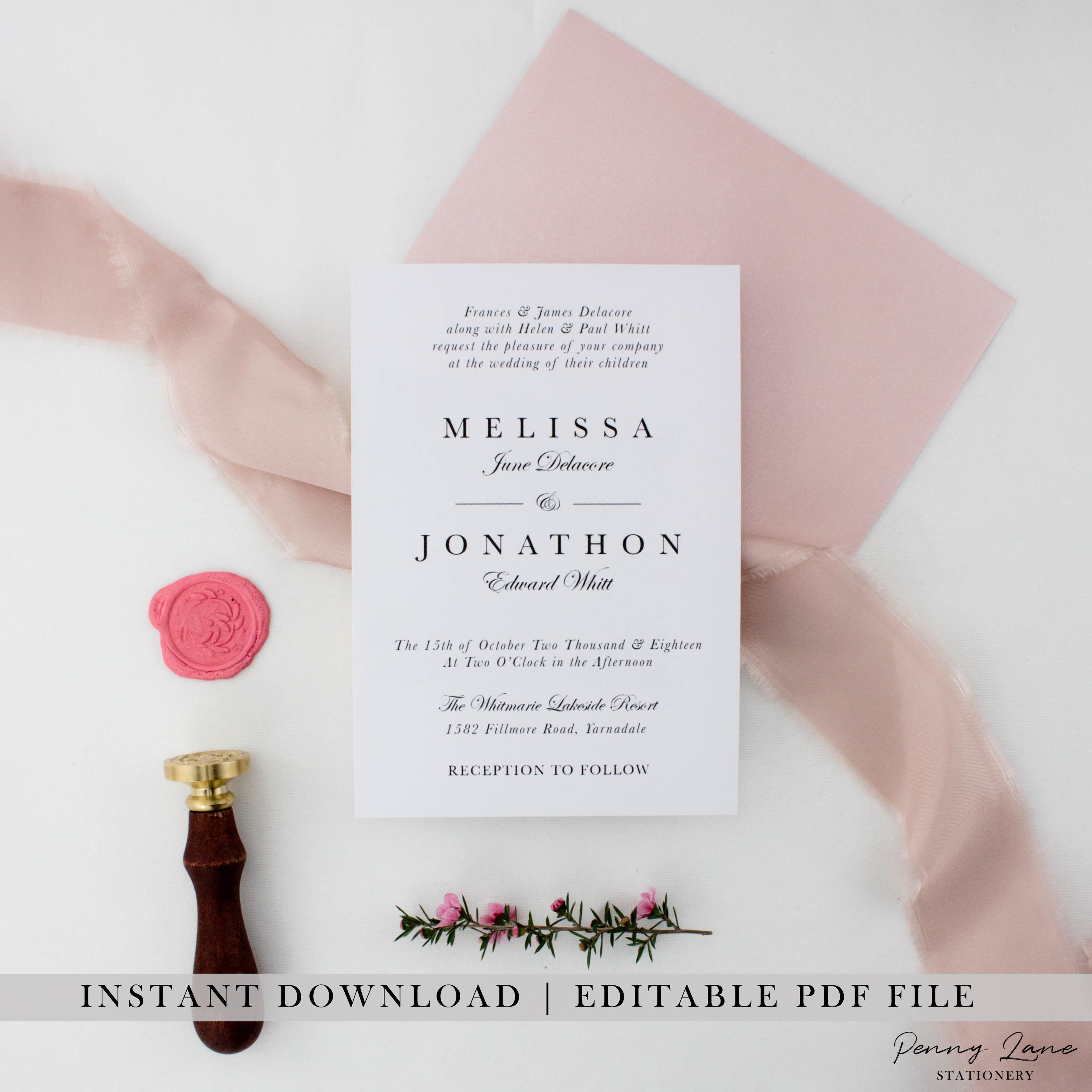 EDITABLE PDF Wedding RSVP Card Respond Response Elegant | Etsy