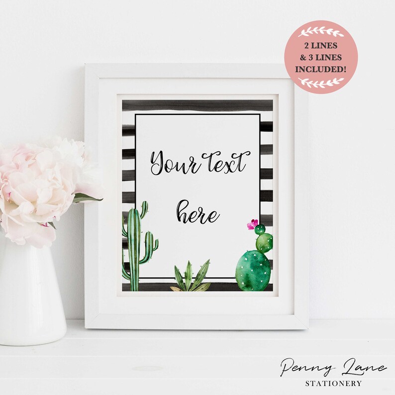 EDITABLE PDF Cactus Table Sign Custom Table Sign Party - Etsy