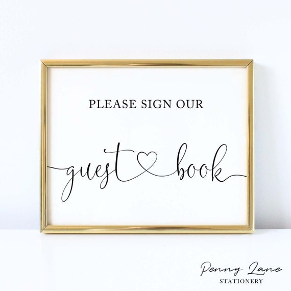 Please Sign Our Guestbook Sign, Wedding Guestbook Sign, 8 x 10 Table ...