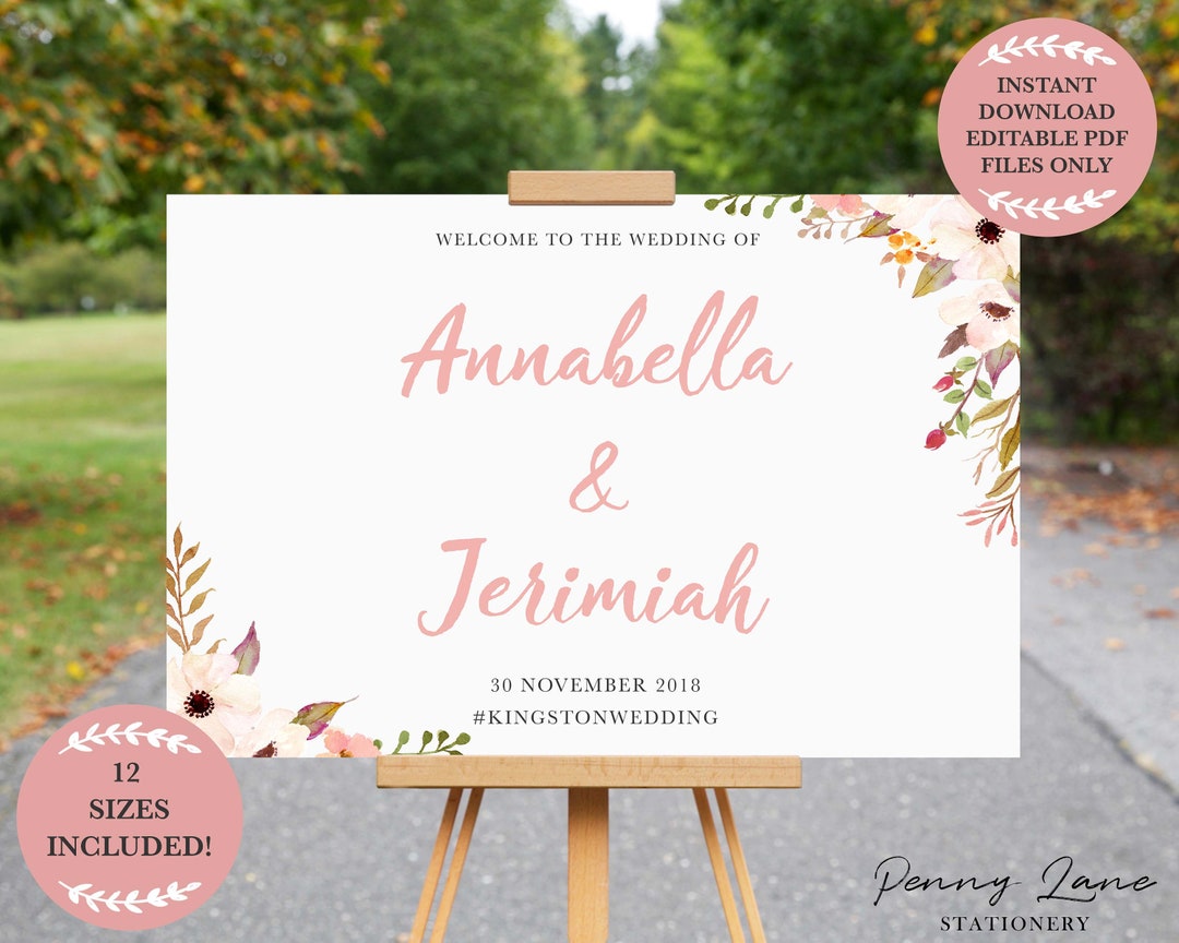 EDITABLE PDF, Wedding Welcome Sign, Welcome Poster, Engagement ...