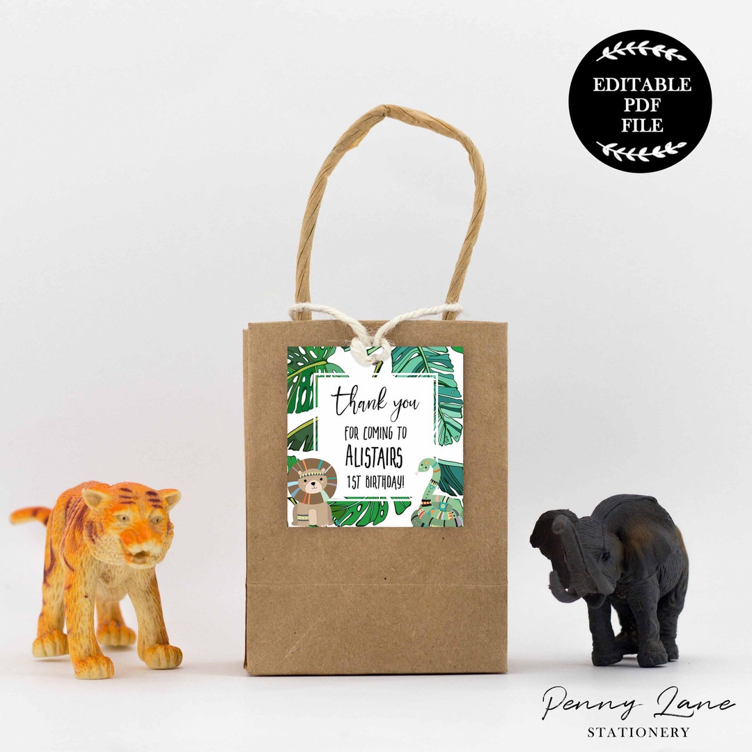 Editable PDF, Jungle, Favor Tag, Safari, Favour Tag, Thank You, Gift ...