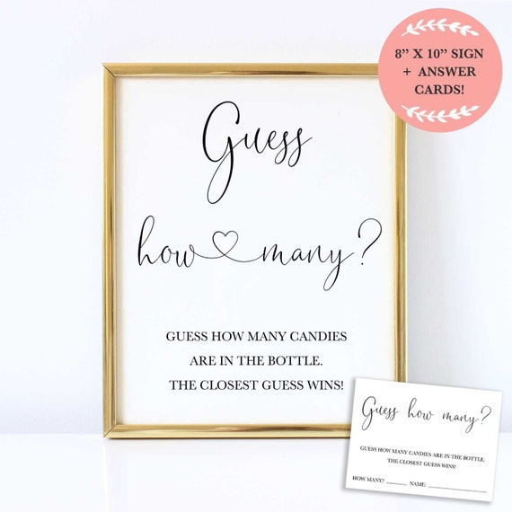 Guess How Many Sign, Candy Guessing Game Ticket, Baby Shower Games ...