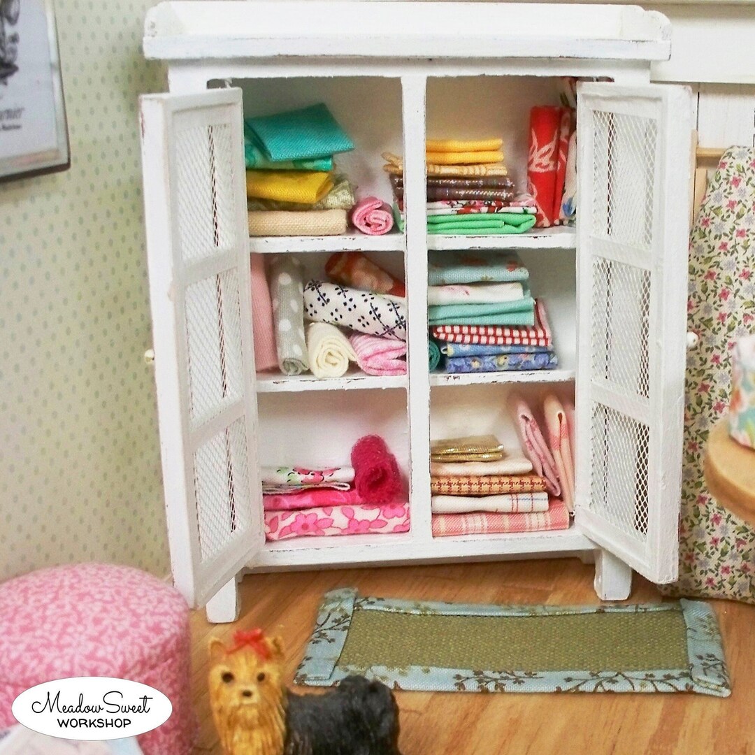 1:12 Scale DOLLHOUSE CUPBOARD With Fabric Stash - Etsy