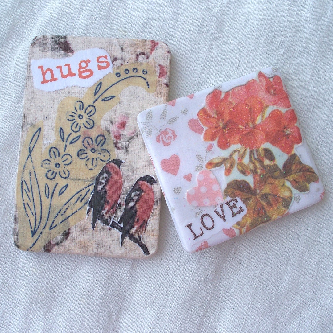 Lovely DECOUPAGE MAGNETS Set of 2 - Etsy