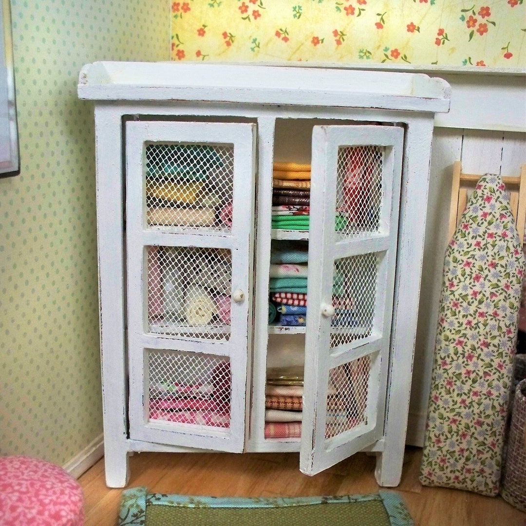 1:12 Scale DOLLHOUSE CUPBOARD With Fabric Stash - Etsy