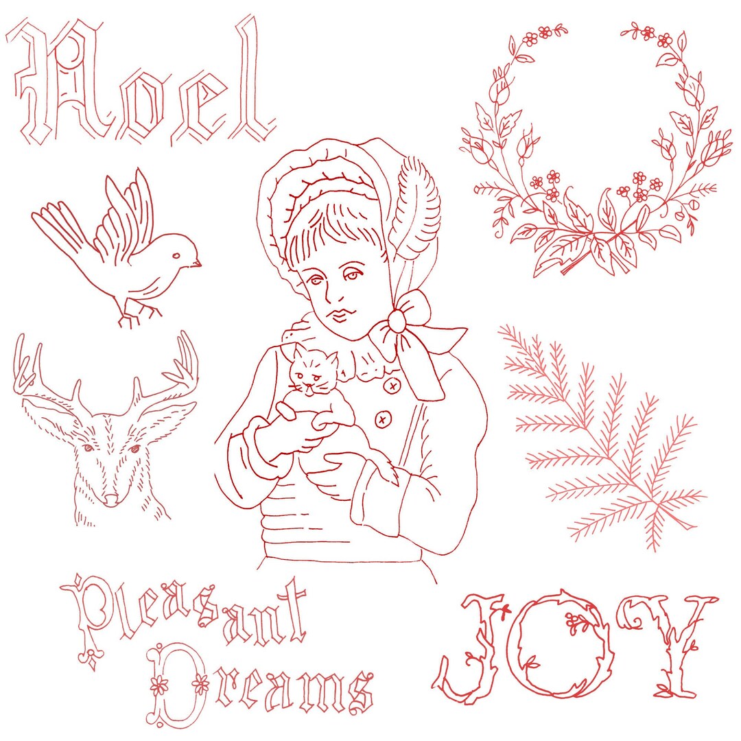 REDWORK CHRISTMAS #2007 Victorian Style Embroidery Motifs *hot Iron on ...