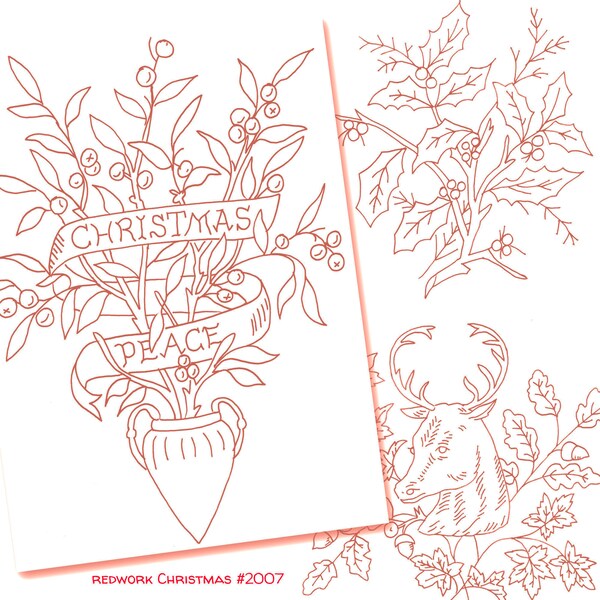 Christmas Redwork - Etsy
