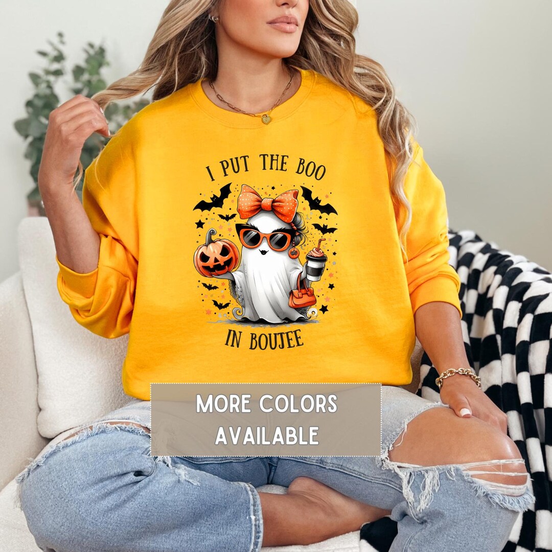 Halloween Spooky Cute Boojee Ghost Sweatshirt, Crewneck, Ghost Shirt ...
