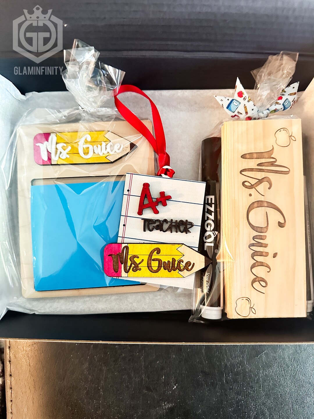 Personalized Teacher Gift Set With A+ Car Charm/ornament, Dry Board ...