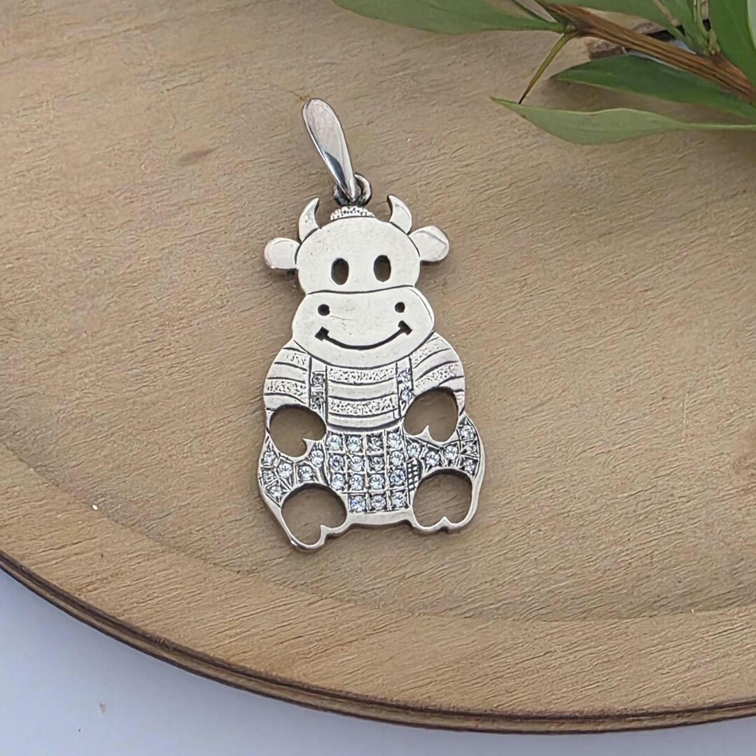 Vintage Sterling Silver Cow Pendant Year of the Ox Jewelry 925 Silver ...