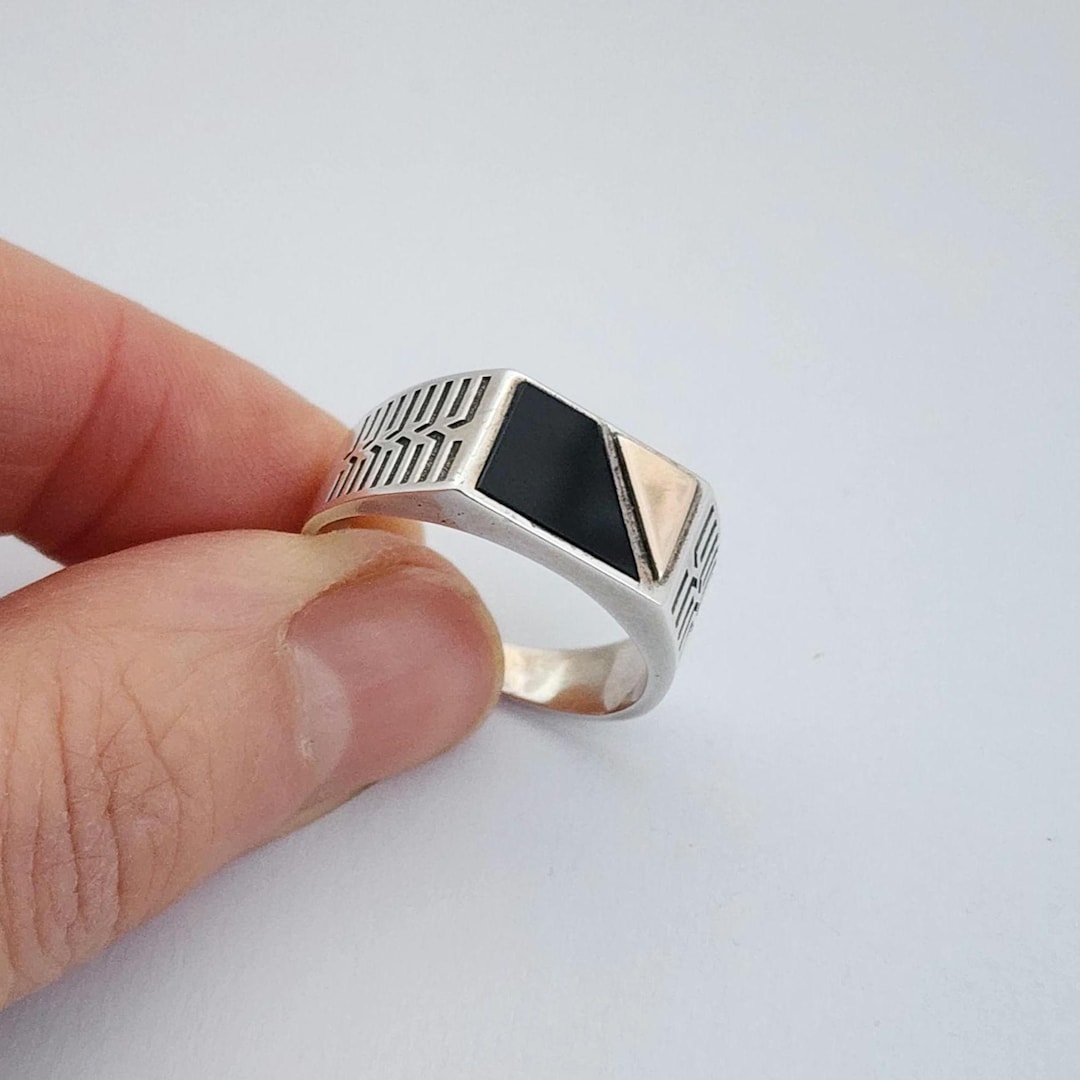 Vintage Ukrainian Men's Signet Ring, 875 Silver With Solid 9k Gold ...