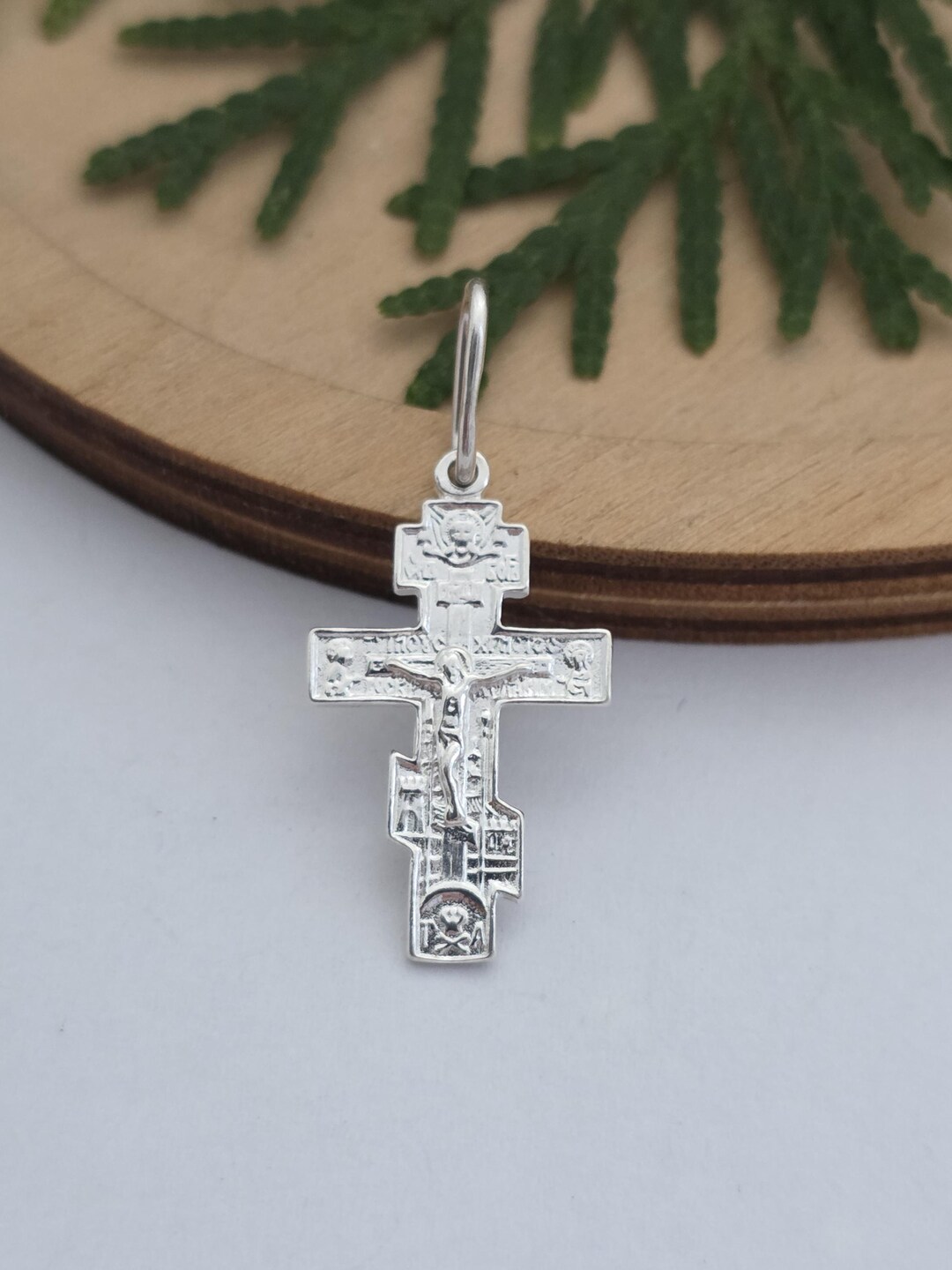 Russian Orthodox Cross Pendant Sterling Silver 925 Crucifix Necklace ...