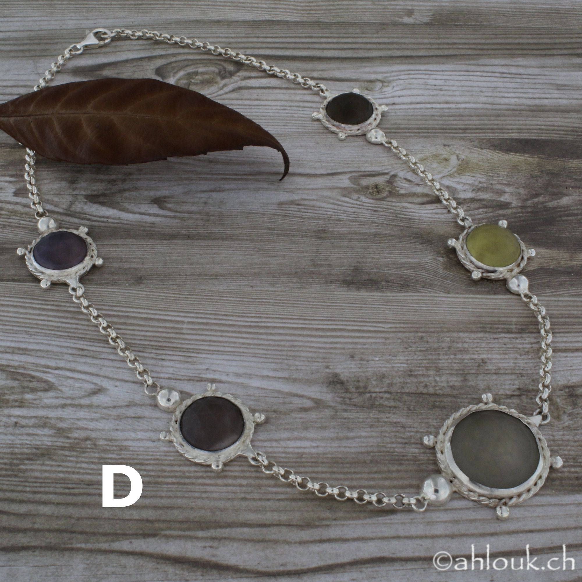 Turtle Chain Necklace, Sterling Silver & Semiprecious Stone, Birthday ...