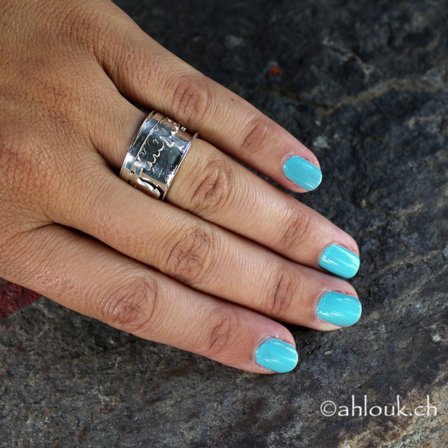 Spinner Ring in Sterling Silver Wide Band Ring Word | Etsy