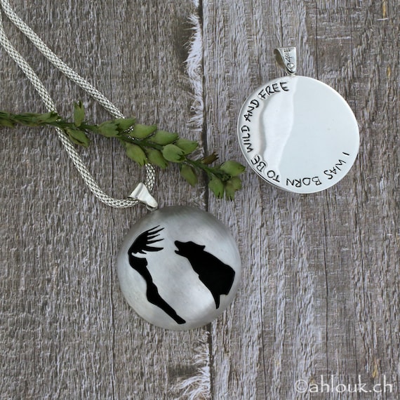Wild Woman With Wolf Pendant Sterling Silver and Leather Necklace for Women Gift for Her Etsy