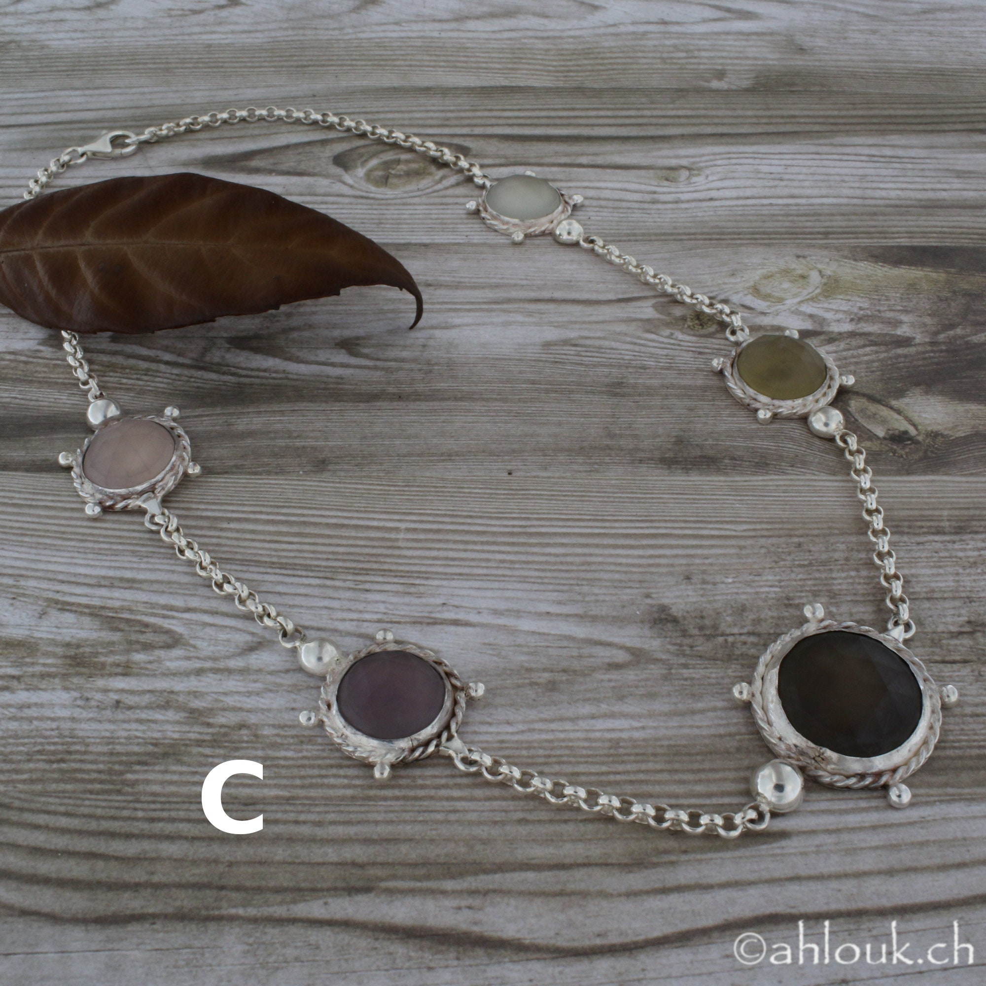 Turtle Chain Necklace, Sterling Silver & Semiprecious Stone, Birthday ...