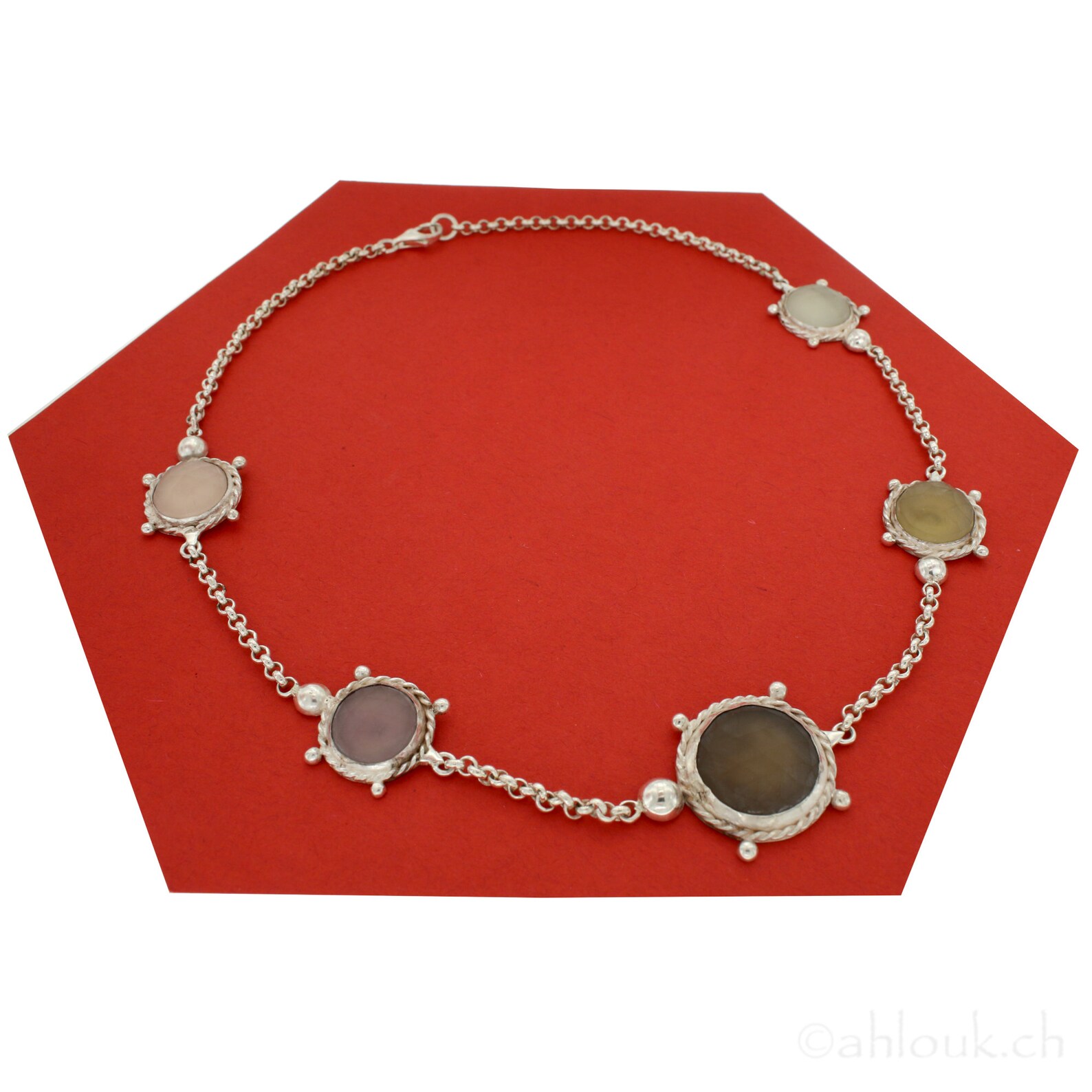 Turtle Chain Necklace Sterling Silver & Semiprecious Stone | Etsy