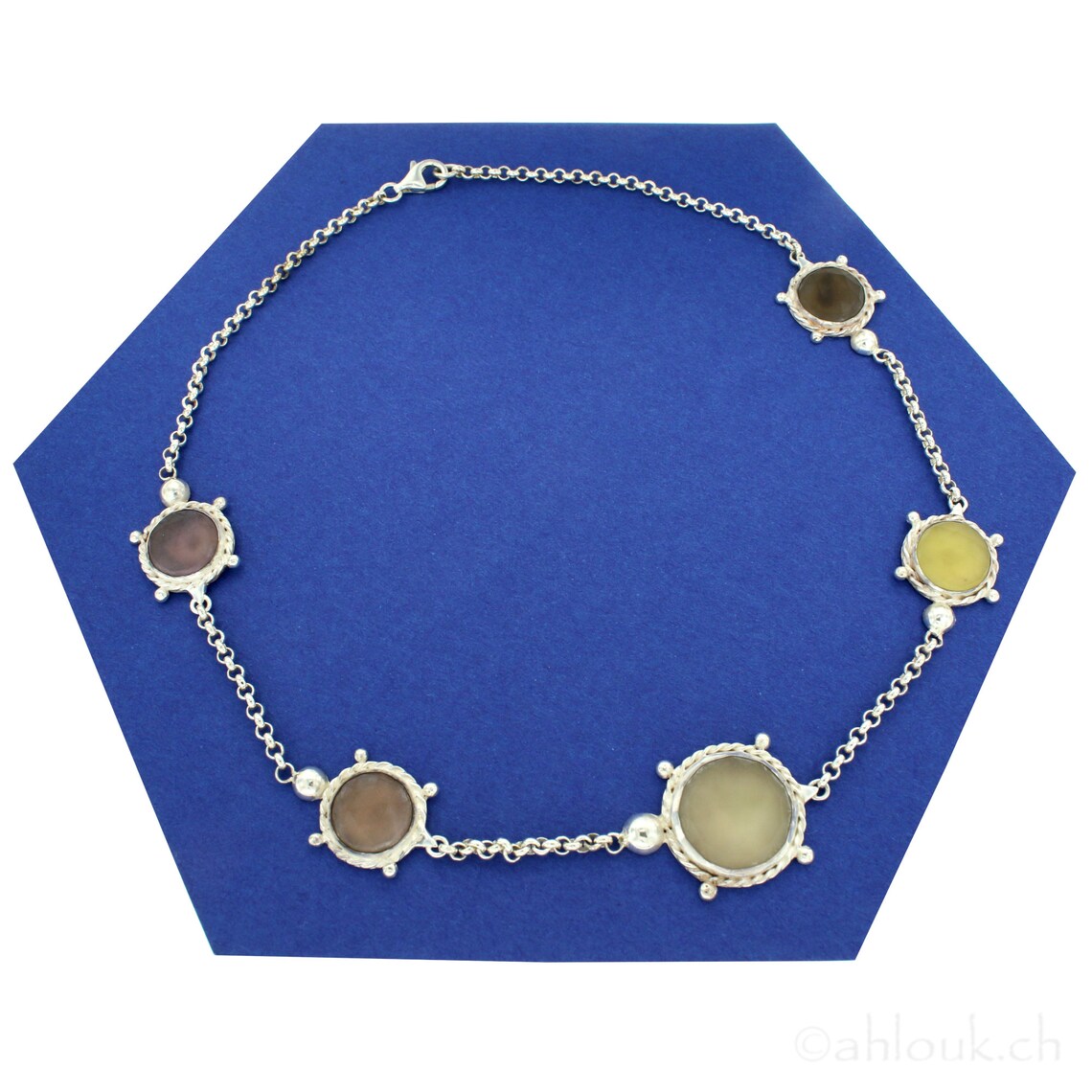 Turtle Chain Necklace Sterling Silver & Semiprecious Stone | Etsy