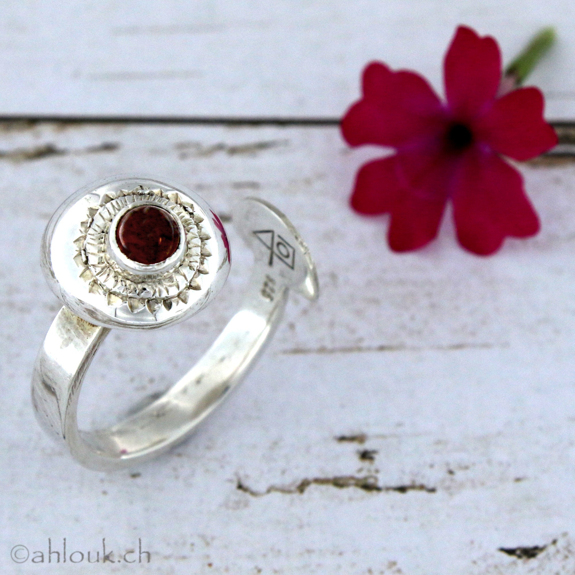 Adjustable Open Ring, Sterling Silver and Natural Stone, Tuareg ...