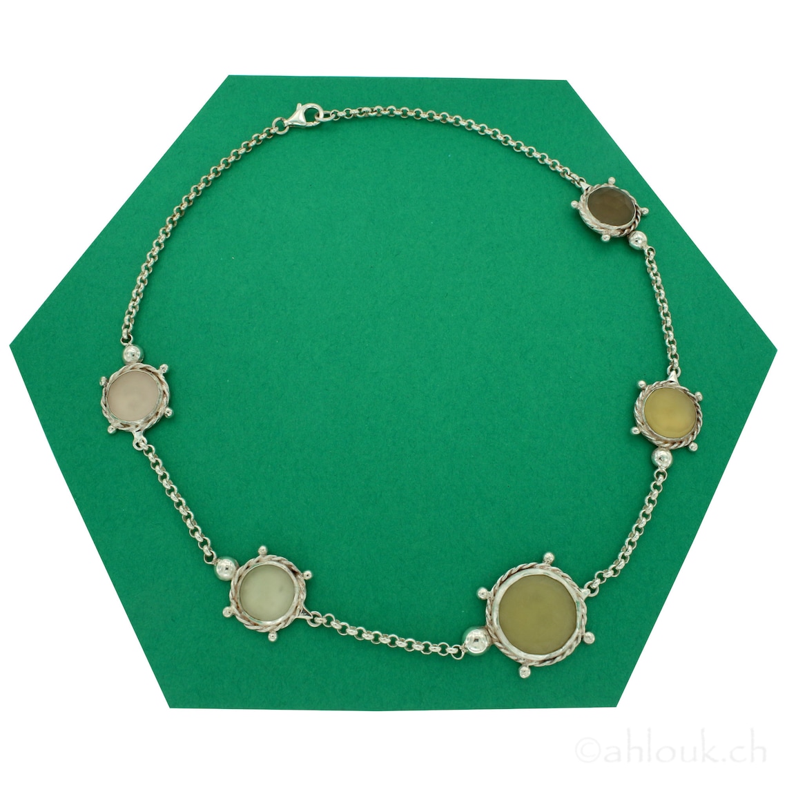 Turtle Chain Necklace Sterling Silver & Semiprecious Stone | Etsy