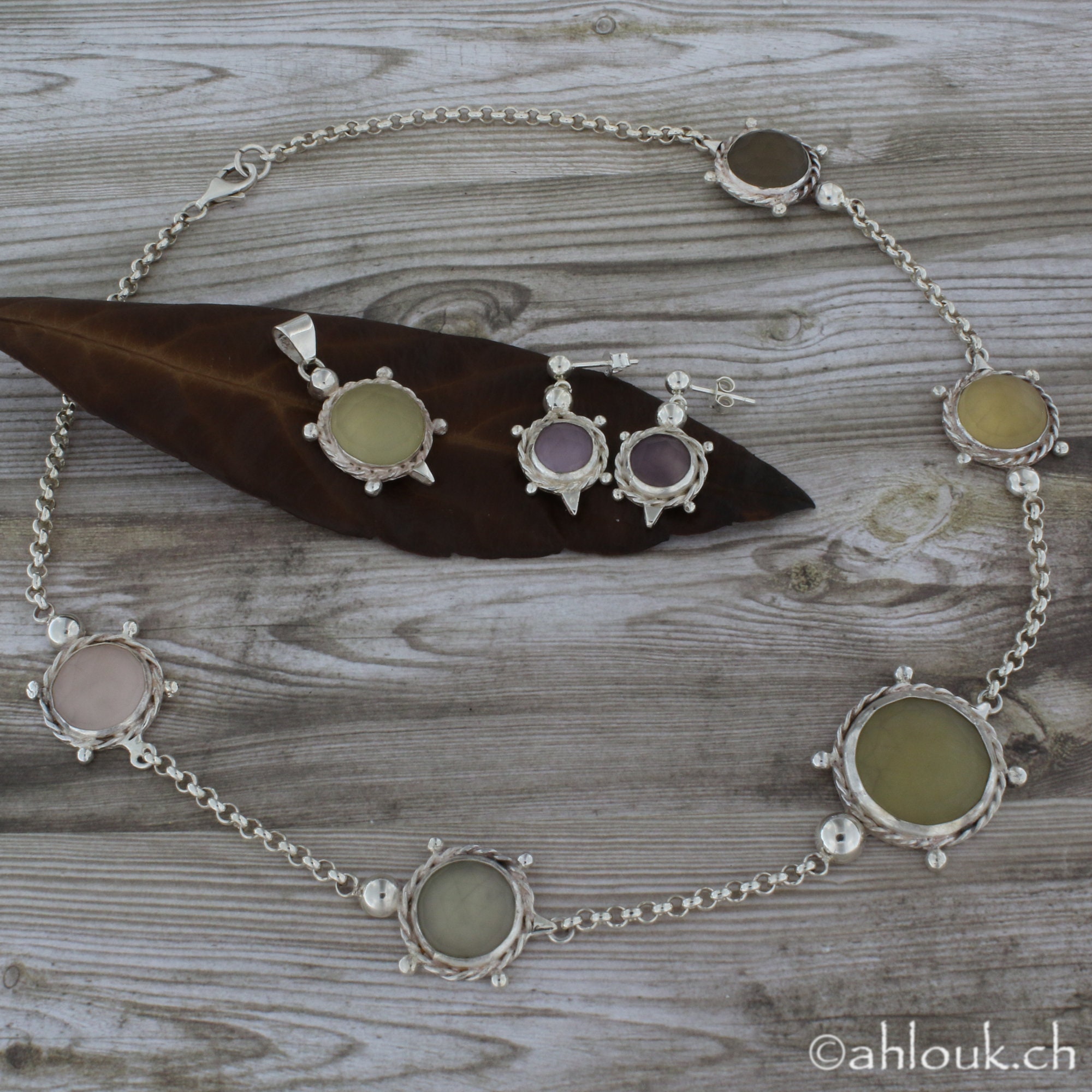 Turtle Chain Necklace, Sterling Silver & Semiprecious Stone, Birthday ...