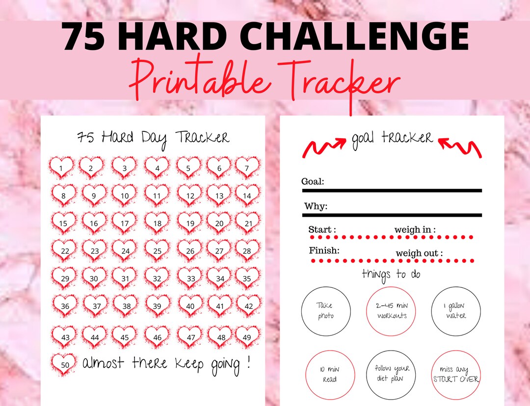 75 Hard Printable Planner 75 Hard Progress Tracker Printable PDF 75hard ...