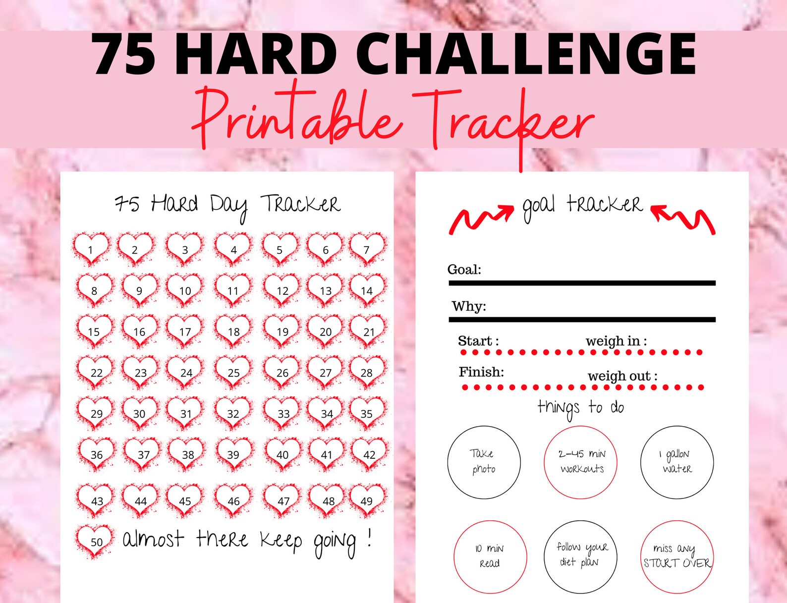 75 Hard Printable Planner 75 Hard Progress Tracker | Etsy