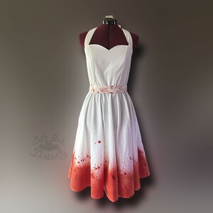 Blood Splatter Halloween Dress, Bloody Pinup Halter Dress, White Blood ...