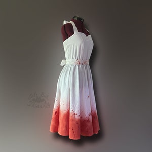 Blood Splatter Halloween Dress, Bloody Pinup Halter Dress, White Blood ...